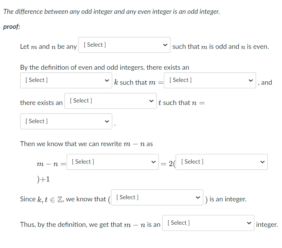 Solved The Difference Between Any Odd Integer And Any Even