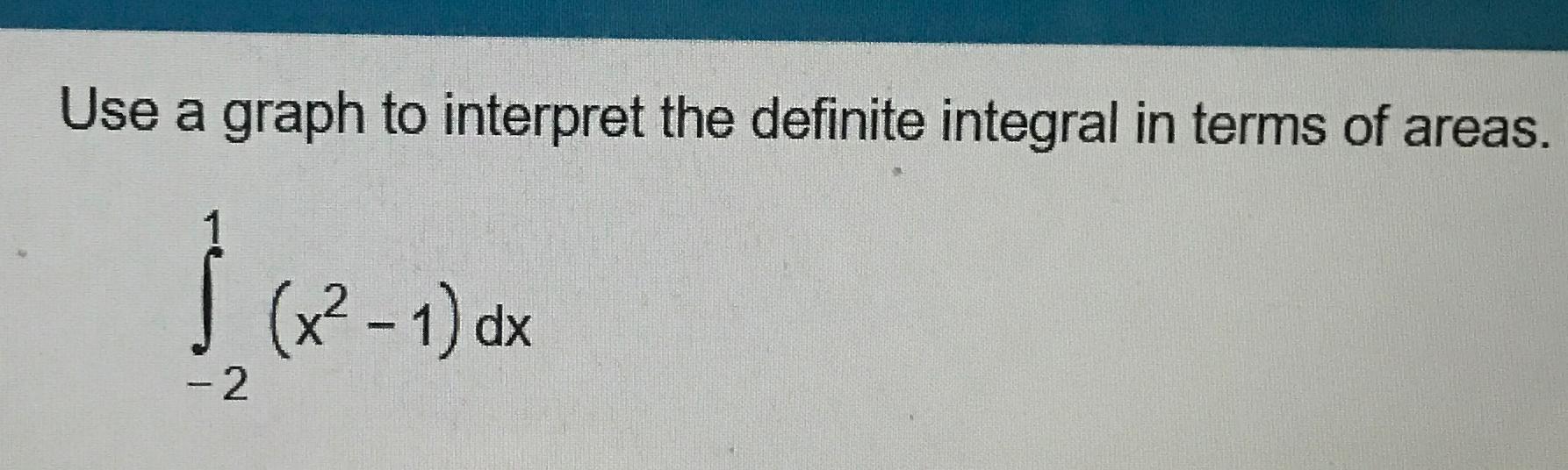 Solved Use a graph to interpret the definite integral in | Chegg.com