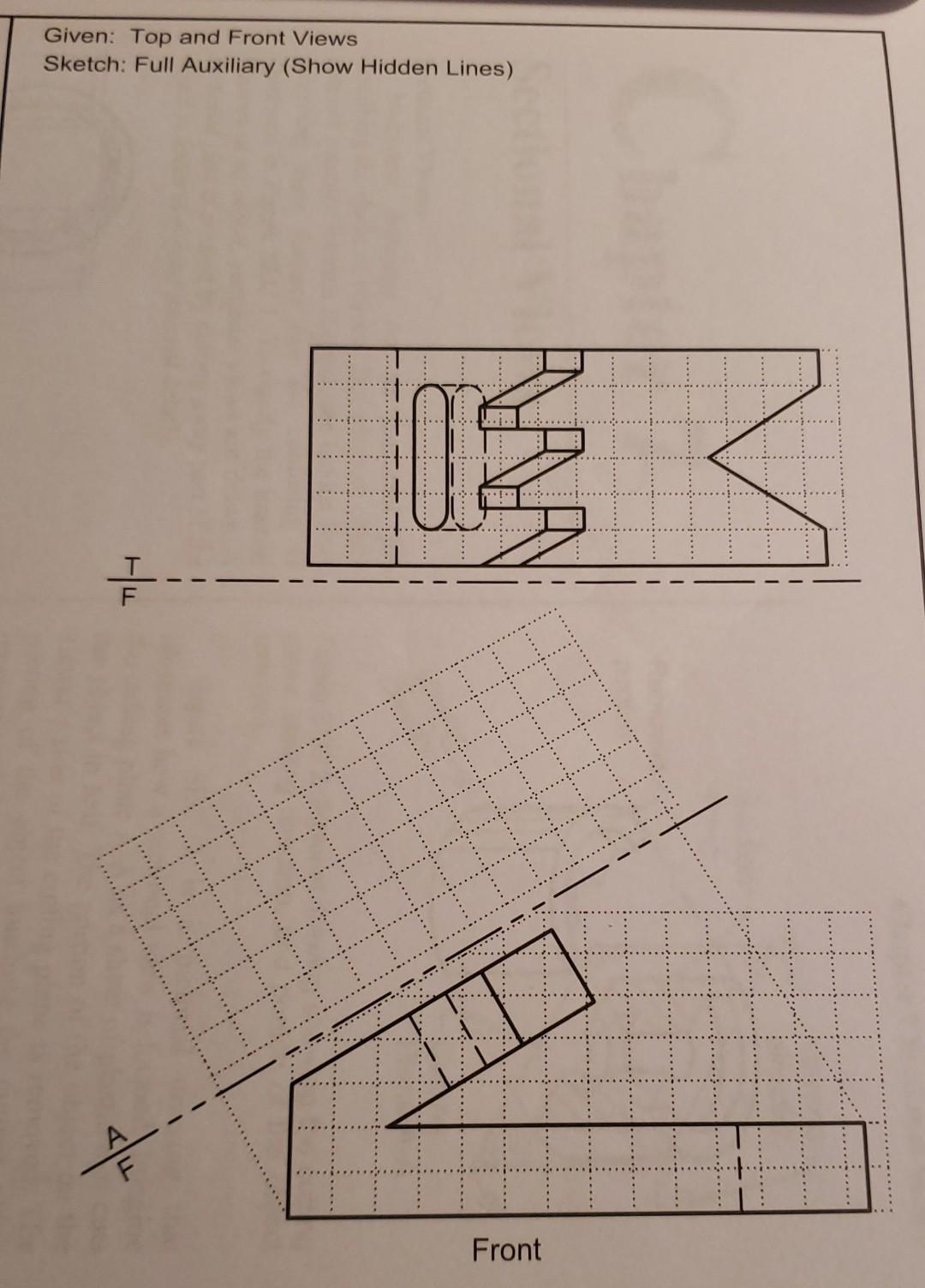 Solved Given Top and Front Views Sketch: Full Auxiliary | Chegg.com