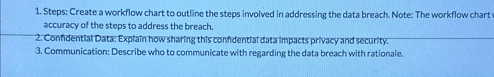 Solved Steps: Create a workflow chart to outline the steps | Chegg.com