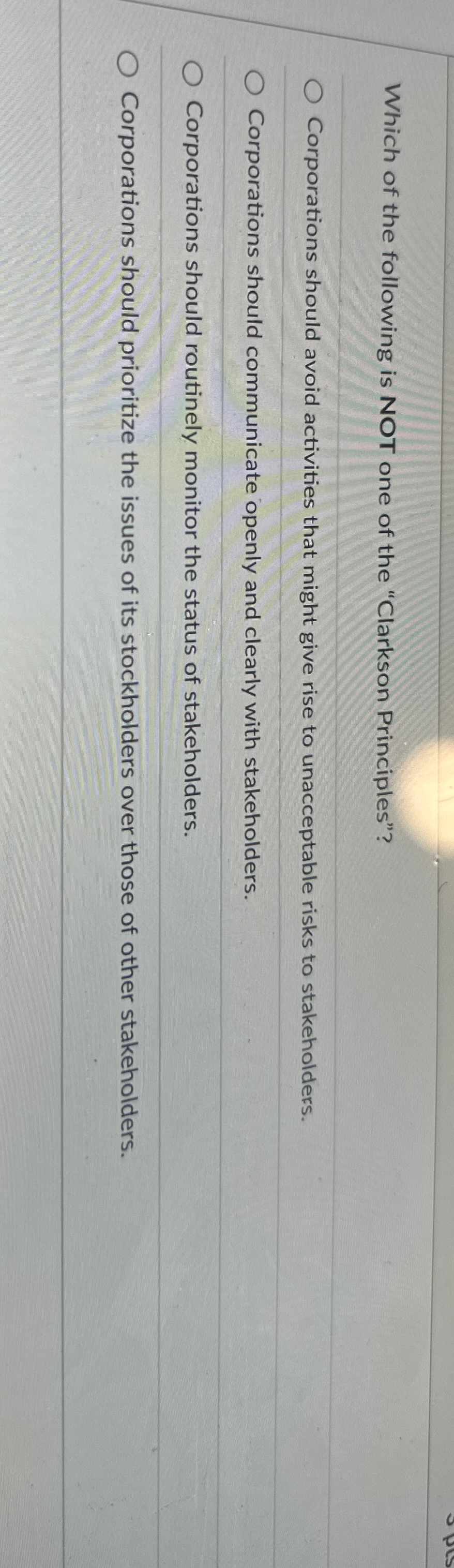 Solved Which of the following is NOT one of the "Clarkson | Chegg.com