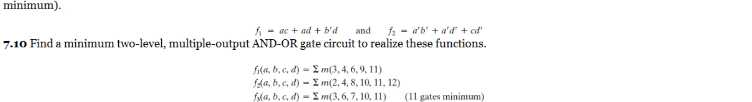 Solved 7.10 ﻿Find a minimum two-level, multiple-output | Chegg.com