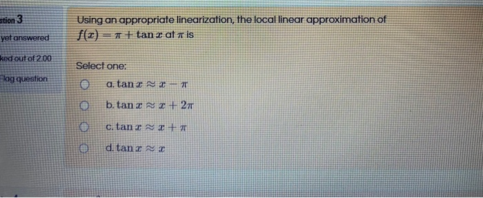 Solved stion 3 Using an appropriate linearization, the local | Chegg.com