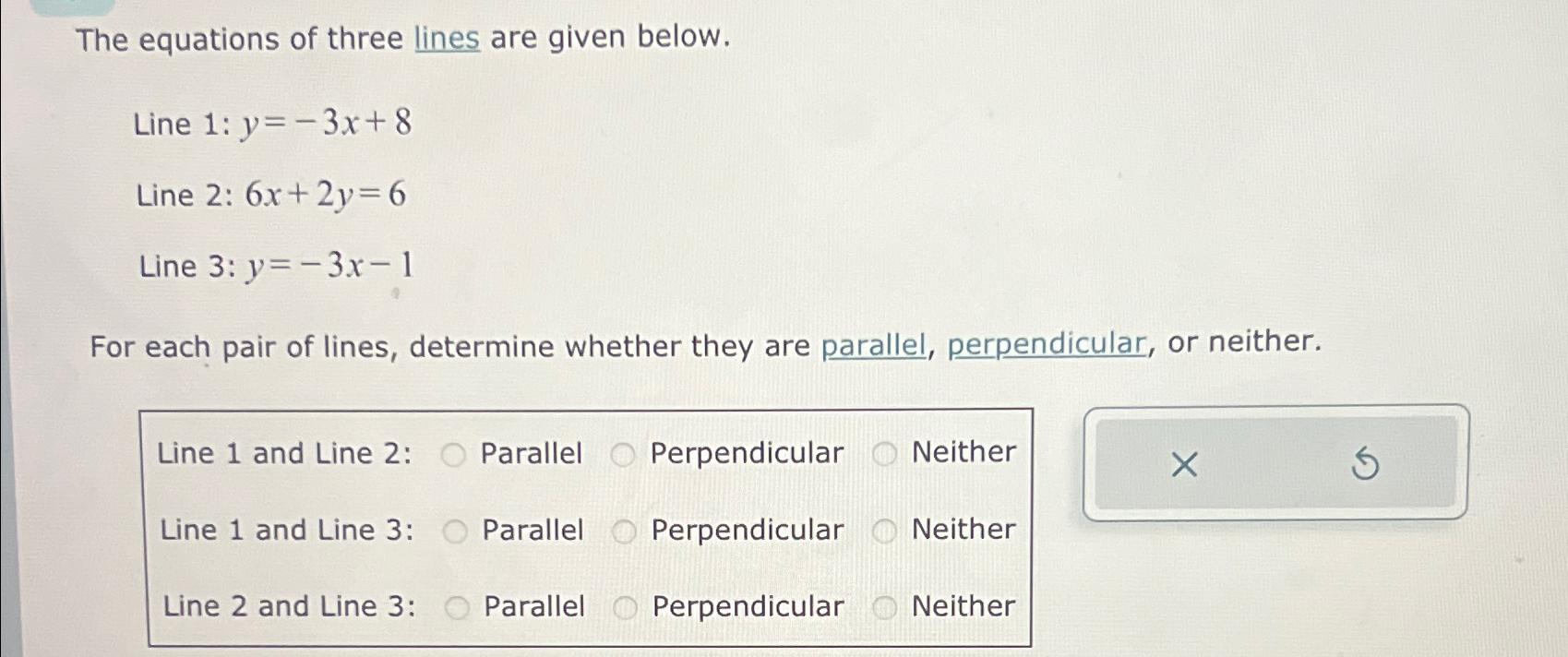 Solved The equations of three lines are given below.Line 1: | Chegg.com