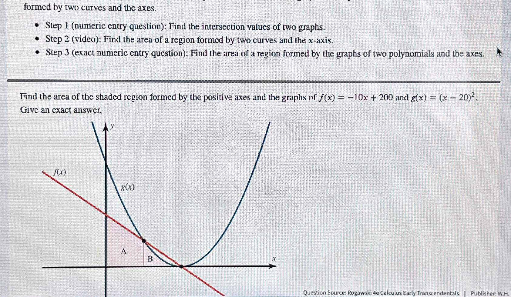 Solved formed by two curves and the axes.Step 1 (numeric | Chegg.com