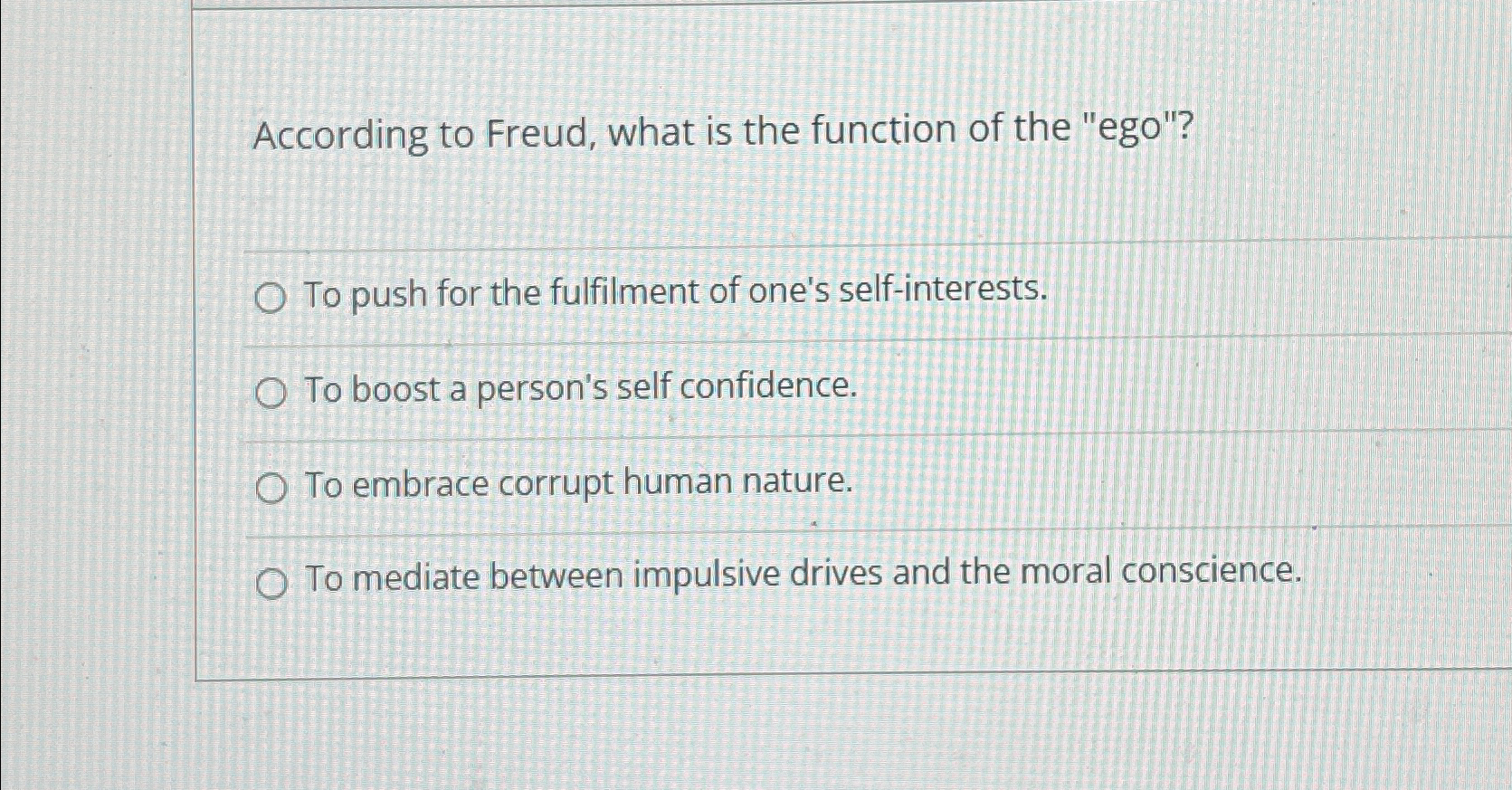 Solved According to Freud, what is the function of the | Chegg.com