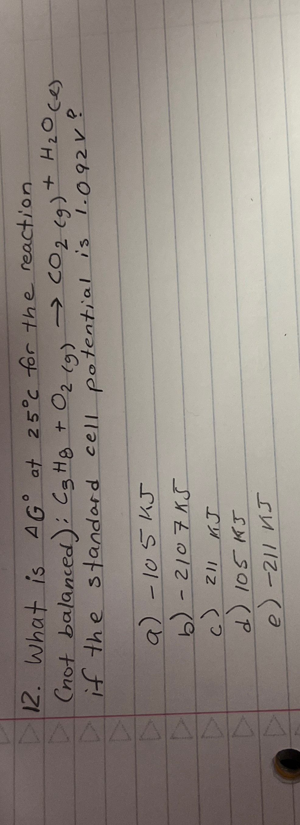 What is ΔG° ﻿at 25°C ﻿for the reaction (not | Chegg.com