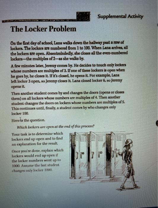 Solved Supplemental Activity The Locker Problem On the first | Chegg.com