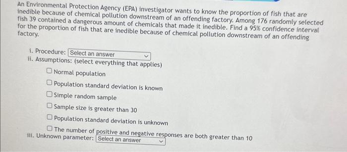Solved An Environmental Protection Agency (EPA) investigator | Chegg.com