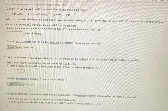 Solved Submit each answer separately to avoid losing your | Chegg.com