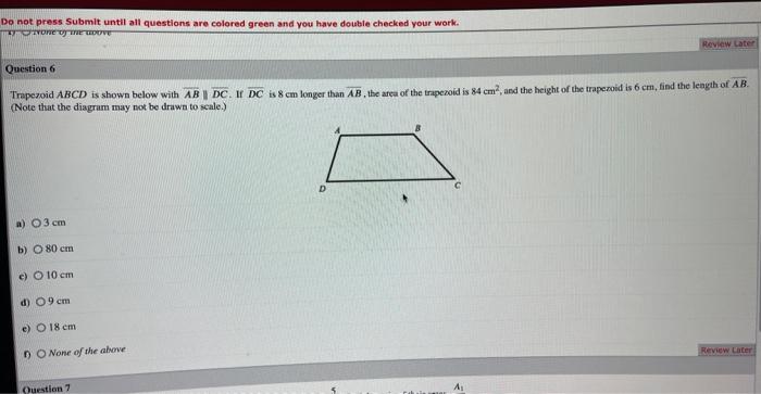 Solved Trapezoid ABCD is shown below with AB∥DC. If DC is 8 | Chegg.com