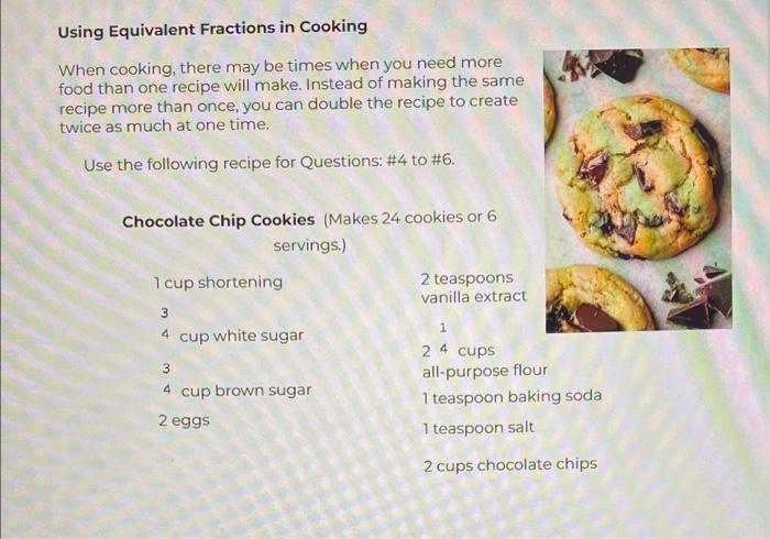Solved Using Equivalent Fractions in Cooking When cooking, | Chegg.com