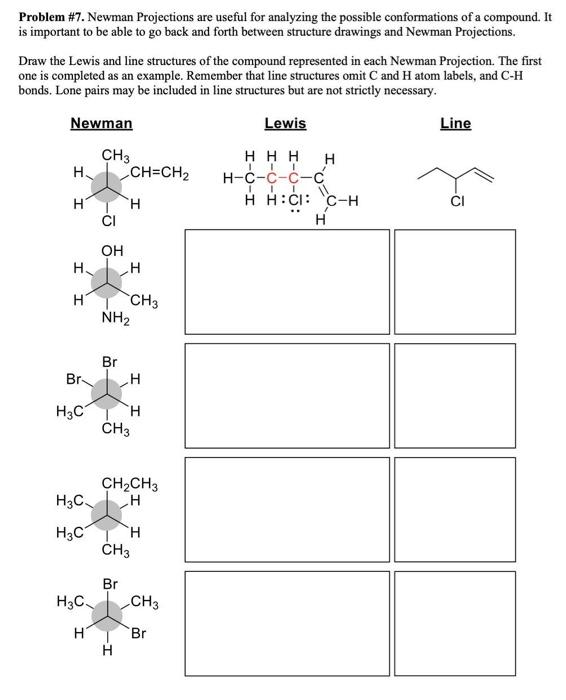 Solved Problem \#7. Newman Projections are useful for | Chegg.com