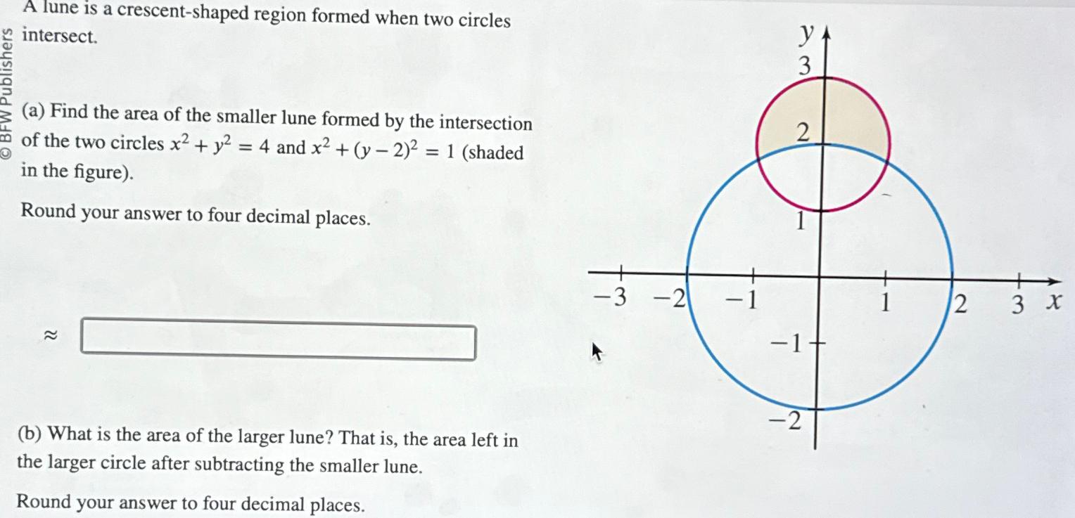 Solved A lune is a crescent-shaped region formed when two | Chegg.com
