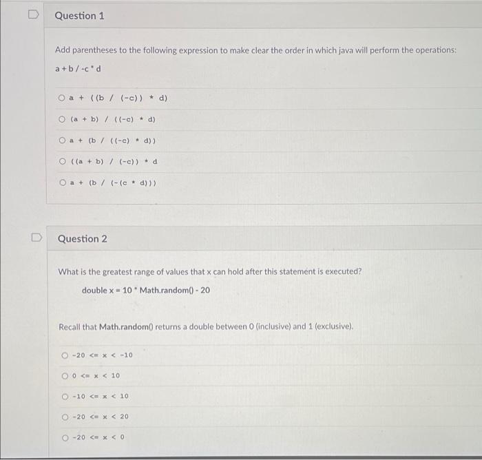 Solved Question 1 Add parentheses to the following | Chegg.com