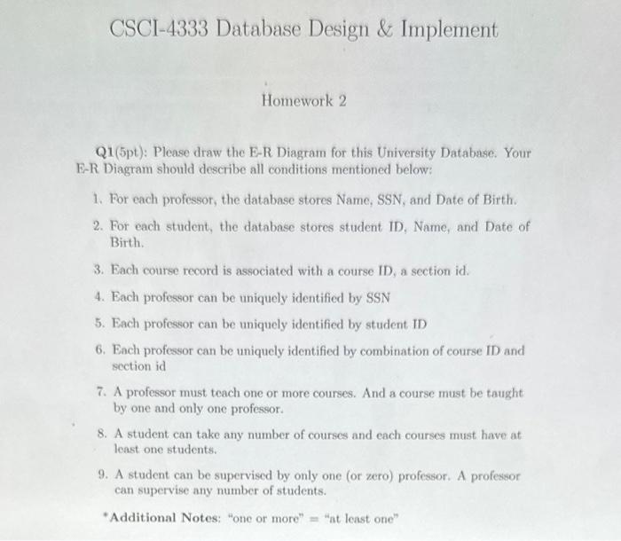 Solved CSCI-4333 Database Design \& Implement Homework 2 | Chegg.com Solved CSCI-4333 Database Design \& Implement Homework 2 | Chegg.com