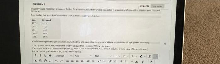 Solved QUESTION 20 points ne you are woning Business Analyst | Chegg.com