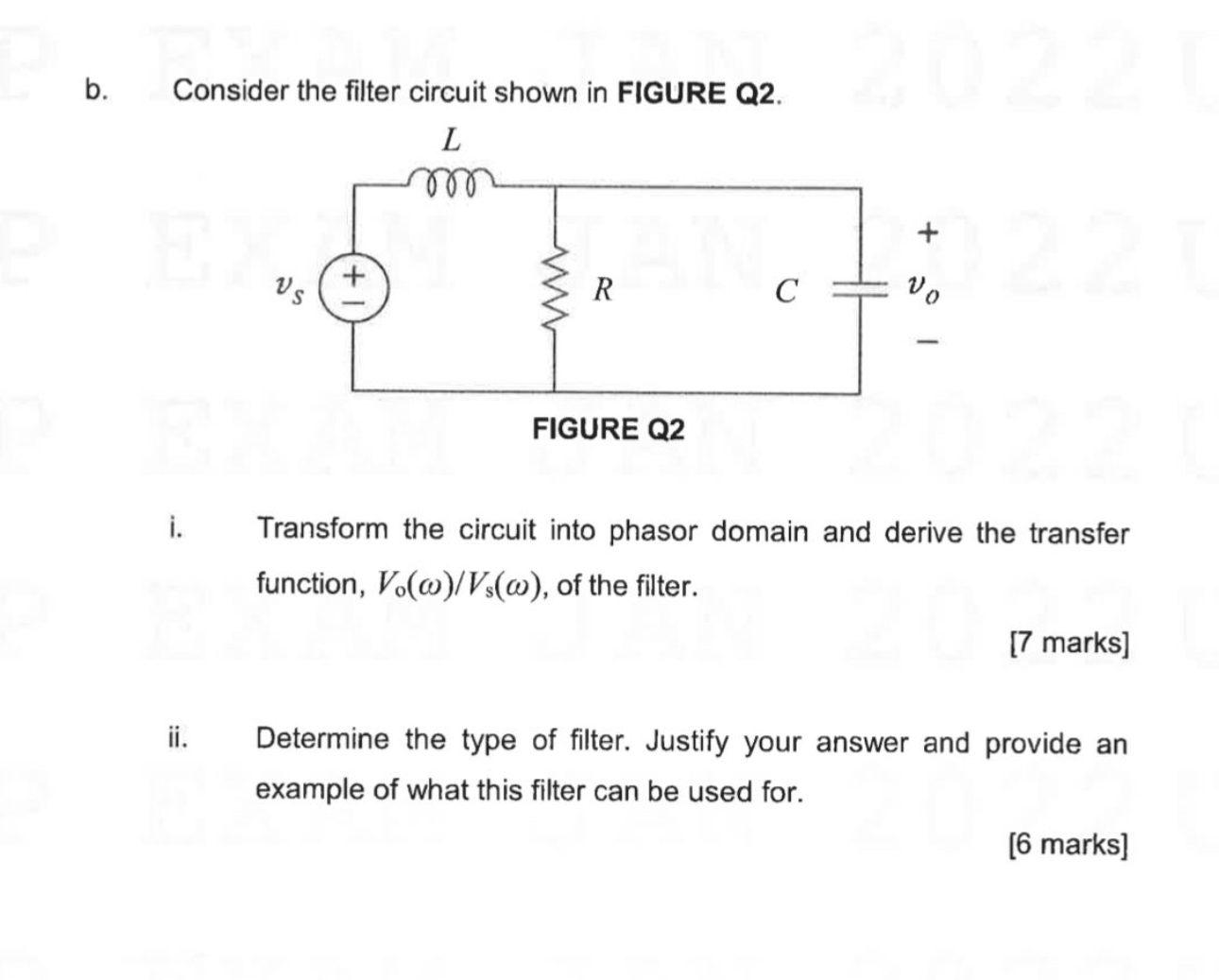 Solved b. ﻿Consider the filter circuit shown in FIGURE Q2.i. | Chegg.com