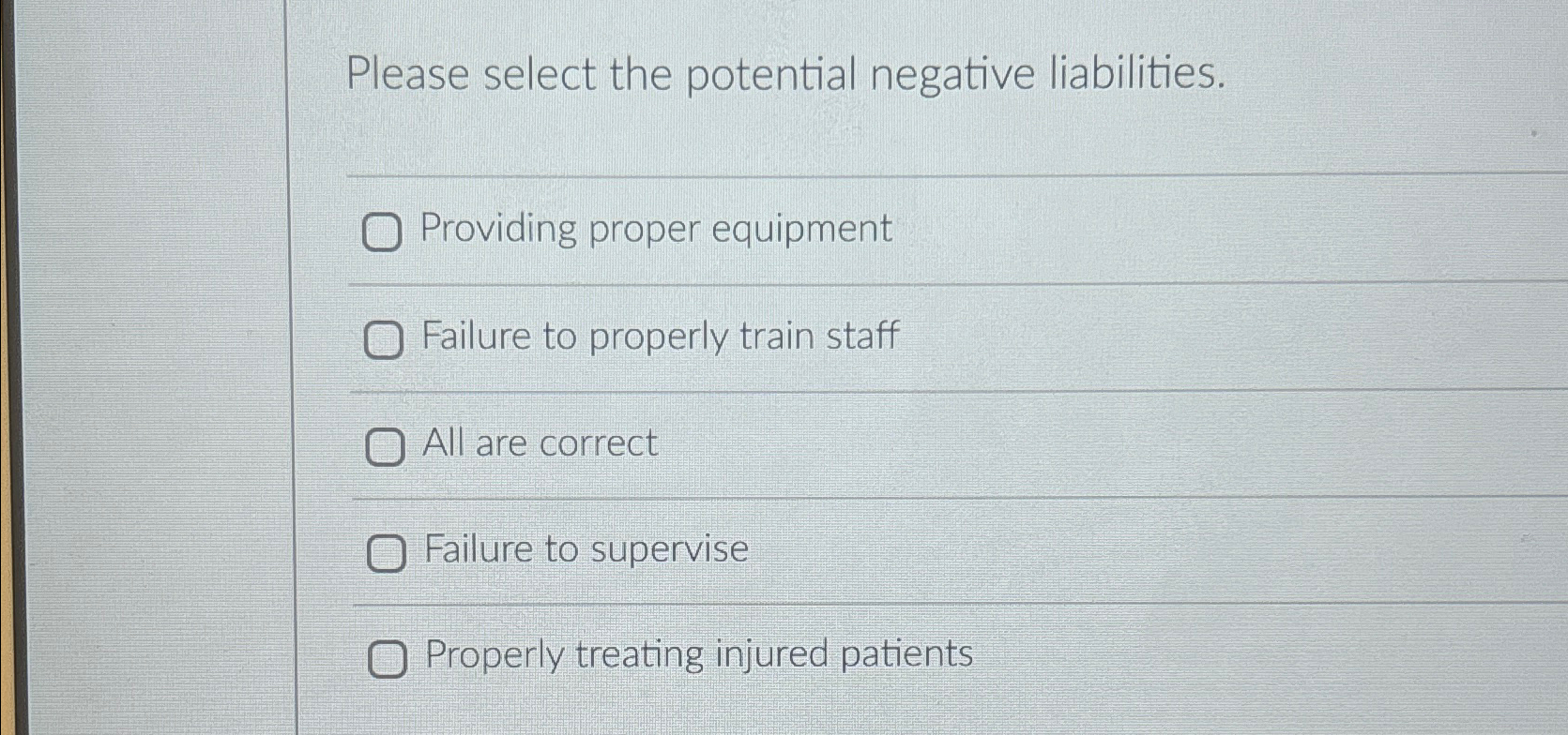 Solved Please select the potential negative | Chegg.com