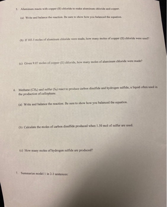 Solved Stoichiometry Assignment: Step by step Directions: | Chegg.com