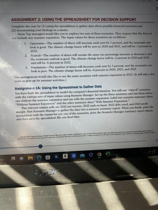 Solved ASSIGNMENT 2: USING THE SPREADSHEET FOR DECISION | Chegg.com