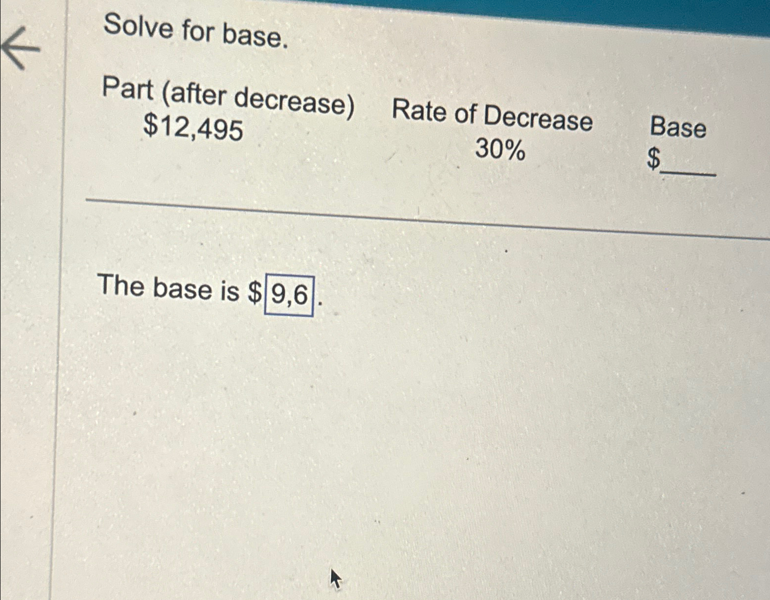 Solved Solve for base.\table[[Part (after decrease),Rate of | Chegg.com