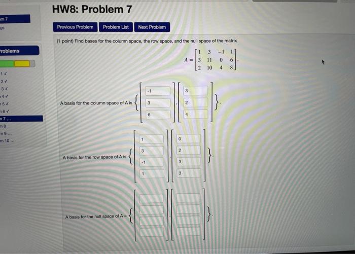 Solved HW8: Problem 7 7 Next Problem Previous Probler | Chegg.com