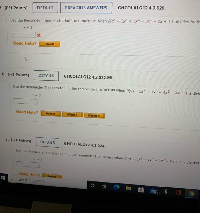 Solved 5. [0/1 Points] DETAILS PREVIOUS ANSWERS GHCOLALG12 | Chegg.com