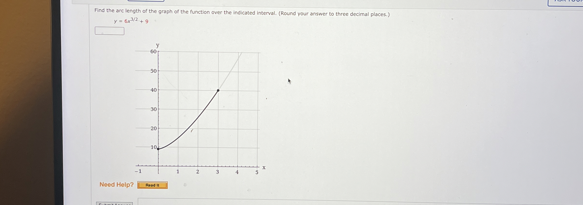 Solved Find the arc length of the graph of the function over | Chegg.com