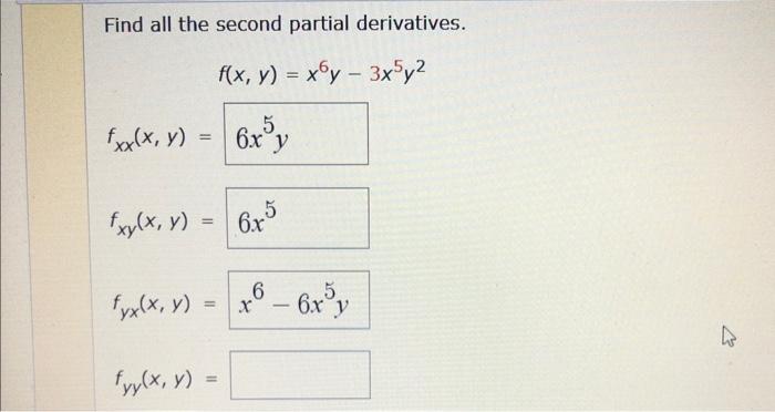 Solved Find all the second partial derivatives. | Chegg.com