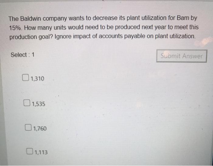 Solved The Baldwin company wants to decrease its plant | Chegg.com