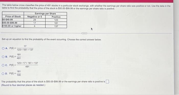 Solved The table below cross classifies the price of 491 | Chegg.com