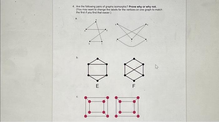 Solved 4. Are the following pairs of graphs isomorphic? | Chegg.com