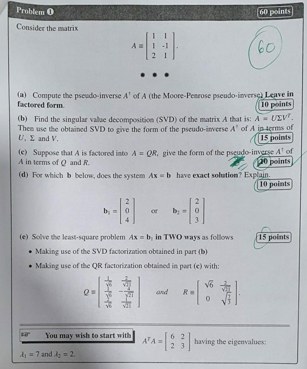 Solved Consider the matrix A≡⎣⎡1121−11⎦⎤ 类 (a) Compute the | Chegg.com