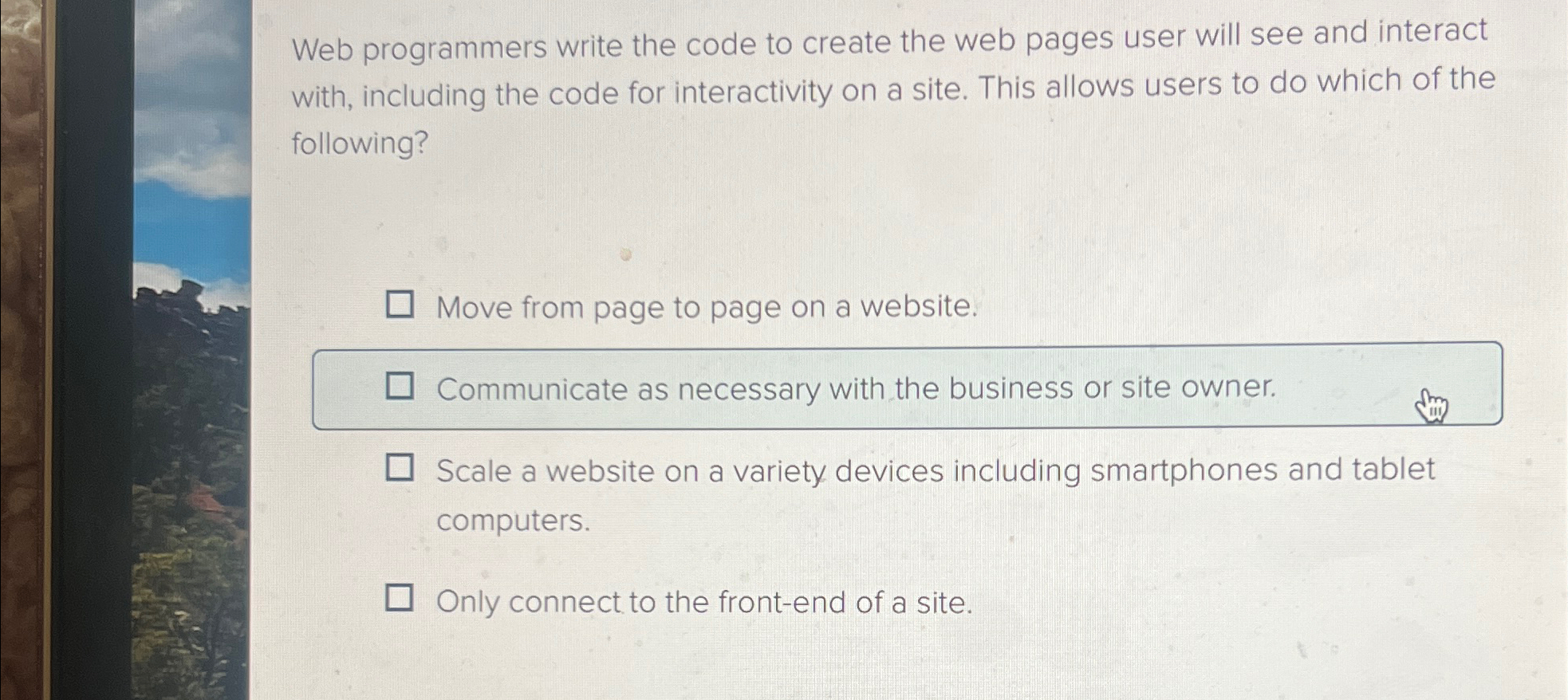 Solved Web programmers write the code to create the web | Chegg.com