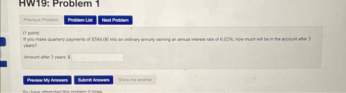 Solved HW19: Problem 1 Previous Problem Problem List Next | Chegg.com