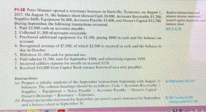 P1-2B Peter Nimmer opened a veterinary business in | Chegg.com