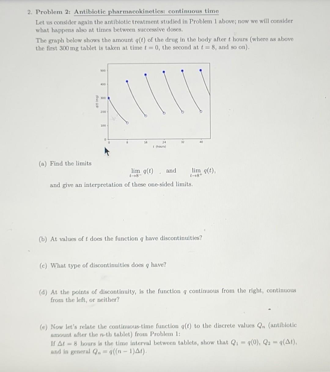 Solved 2. Problem 2: Antibiotic pharmacokinetics: continuous | Chegg.com