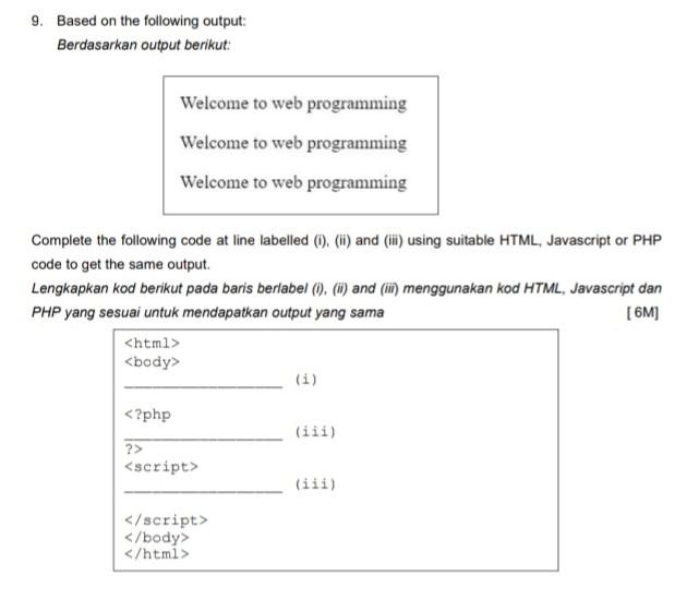Solved 9. Based on the following output: Berdasarkan output | Chegg.com
