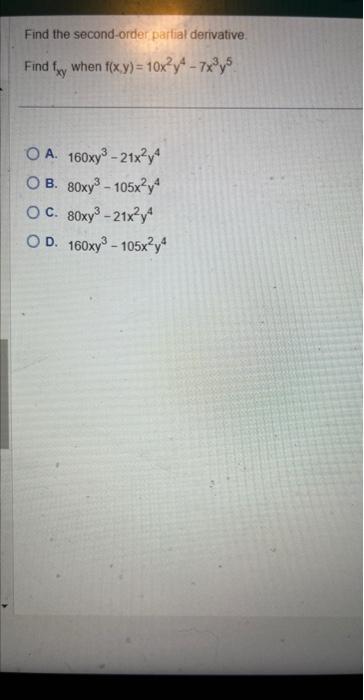Solved Find the second-order, partial derivative. Find fxy | Chegg.com