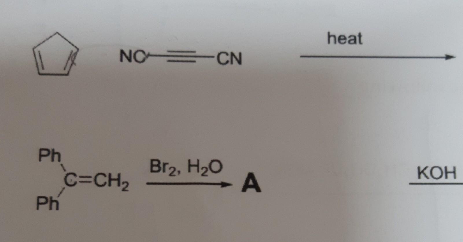 Solved heat NOCN Br2, H20 Ph C=CH2 Ph KOH A | Chegg.com
