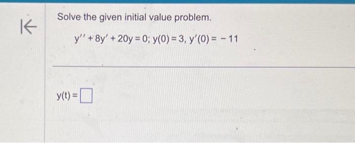 Solved Solve the given initial value problem. | Chegg.com