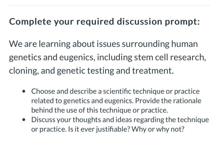 Solved Complete your required discussion prompt: We are | Chegg.com