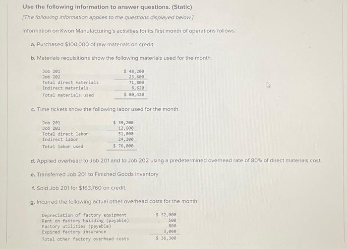 Solved Exercise 15.7 (Static) Recording materials, labor, | Chegg.com