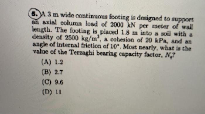 Solved G. A 3 m wide continuous footing is designed to | Chegg.com