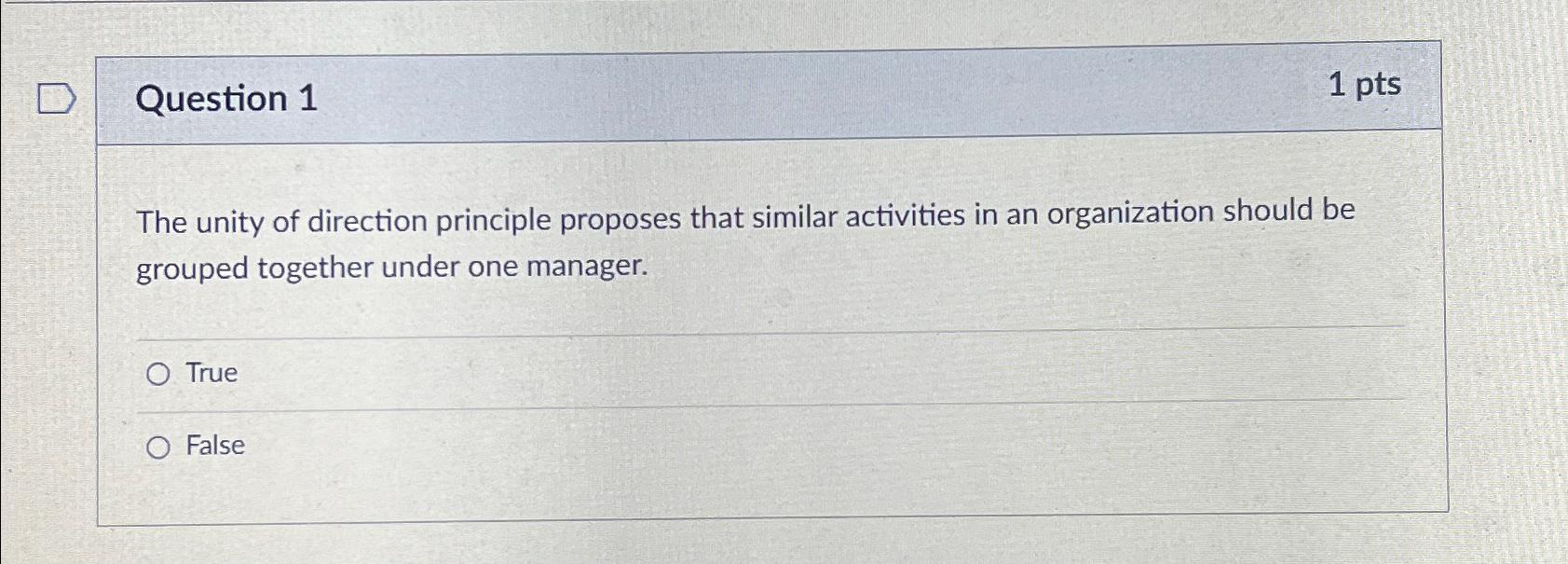 Solved Question 11 ﻿ptsThe unity of direction principle | Chegg.com