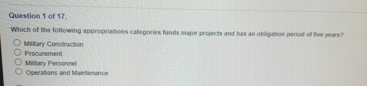 Solved Question 1 ﻿of 17.Which of the following | Chegg.com