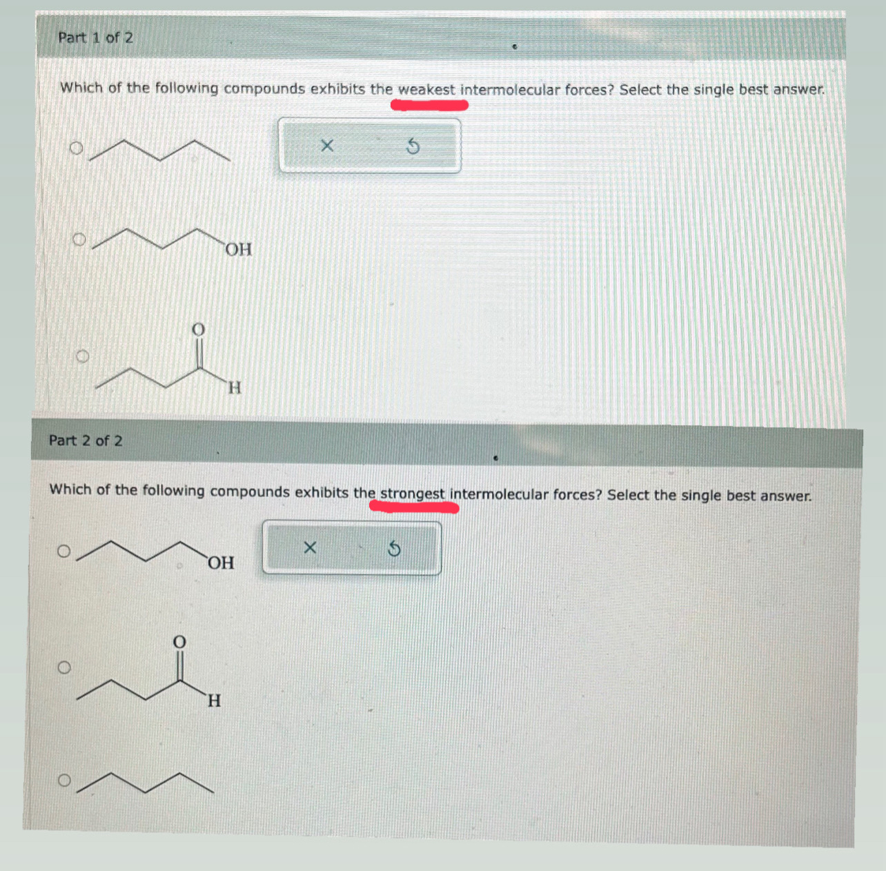 Solved Part 1 ﻿of 2Which of the following compounds exhibits | Chegg.com