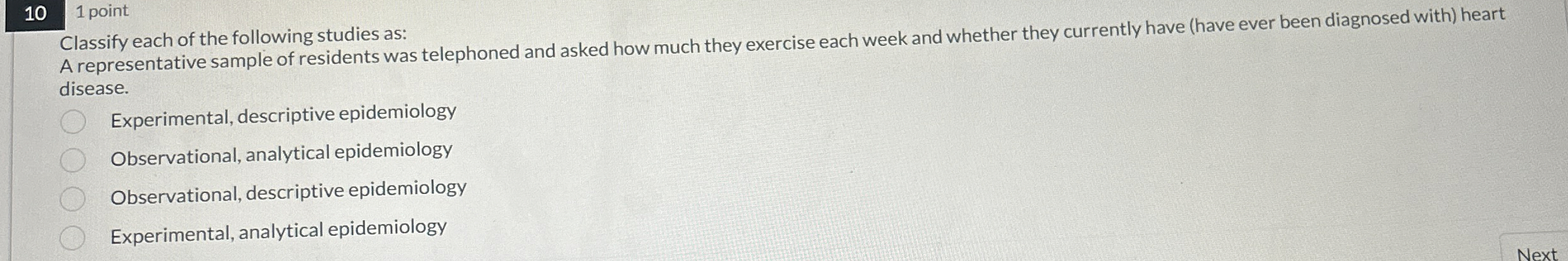 Solved 101 ﻿pointClassify each of the following studies as:A | Chegg.com