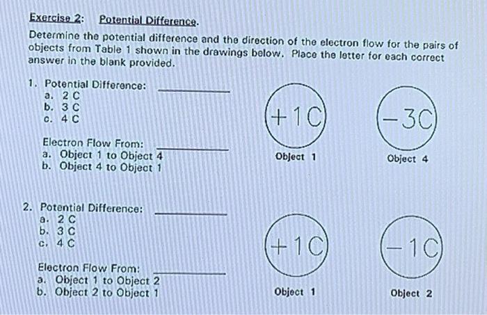 Solved Exercise 2: Potential Difference. Determine the | Chegg.com